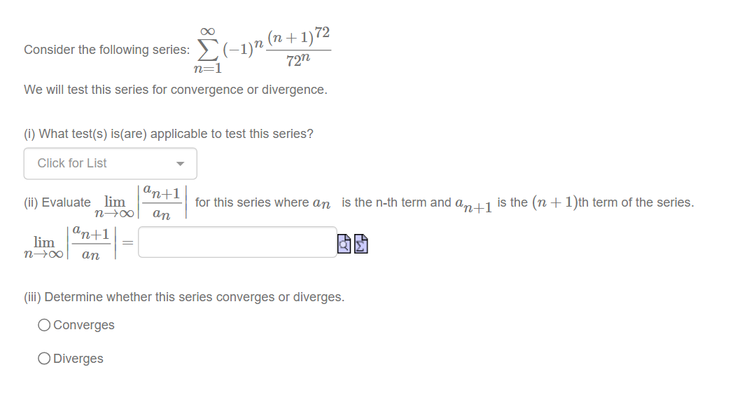 Solved Consider the following series: ∑n=1∞(-1)n(n+1)7272nWe | Chegg.com