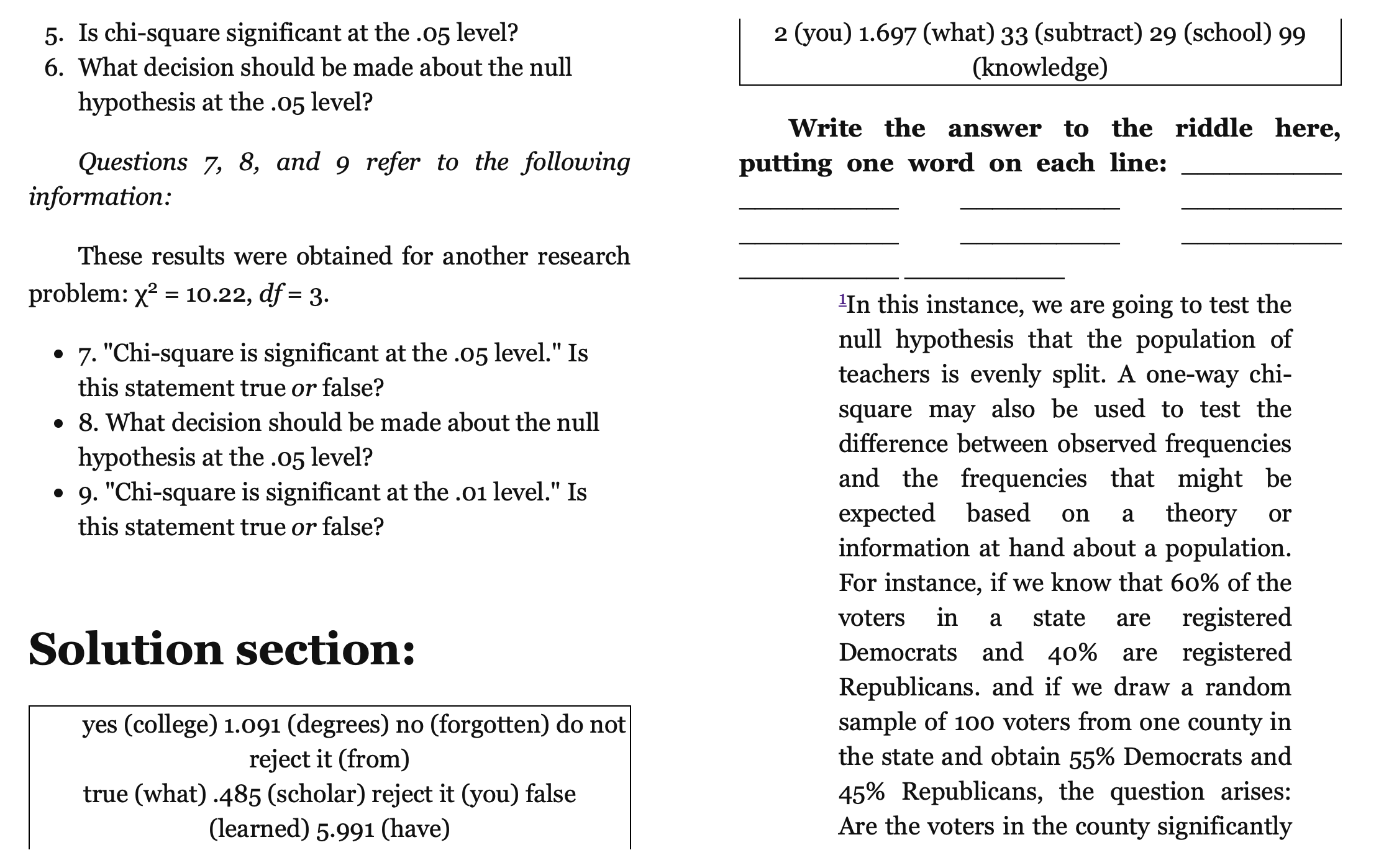 Solved DIRECTIONS: To find the answer to the riddle, write | Chegg.com