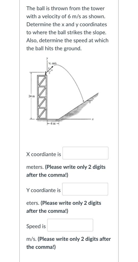 Solved The ball is thrown from the tower with a velocity of | Chegg.com