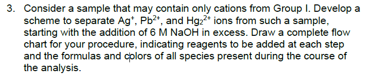 Solved 3. Consider a sample that may contain only cations | Chegg.com