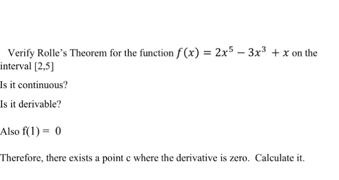 Solved Verify Rolle's Theorem for the function f(x) = | Chegg.com