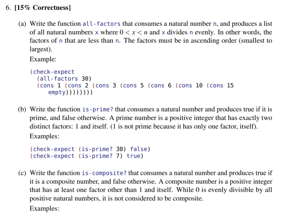 Solved 6. [15% Correctness] (a) Write the function | Chegg.com