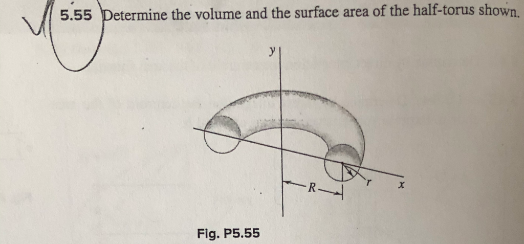 Solved 5.55 Determine the volume and the surface area of the | Chegg.com