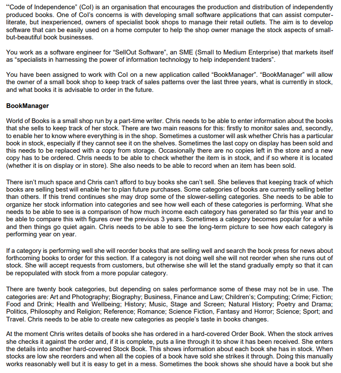 Solved "Code of Independence" (Col) is an organisation that | Chegg.com