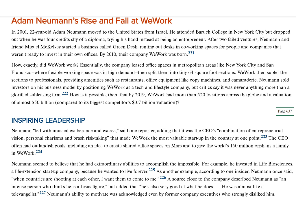 Solved Case Study: “Adam Neumann’s Rise and Fall at WeWork” | Chegg.com
