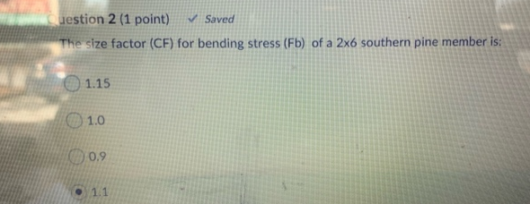 Solved uestion 2 (1 point) Saved The size factor (CF) for | Chegg.com