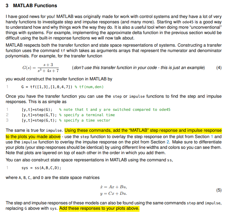 3 MATLAB Functions I have good news for you! MATLAB | Chegg.com