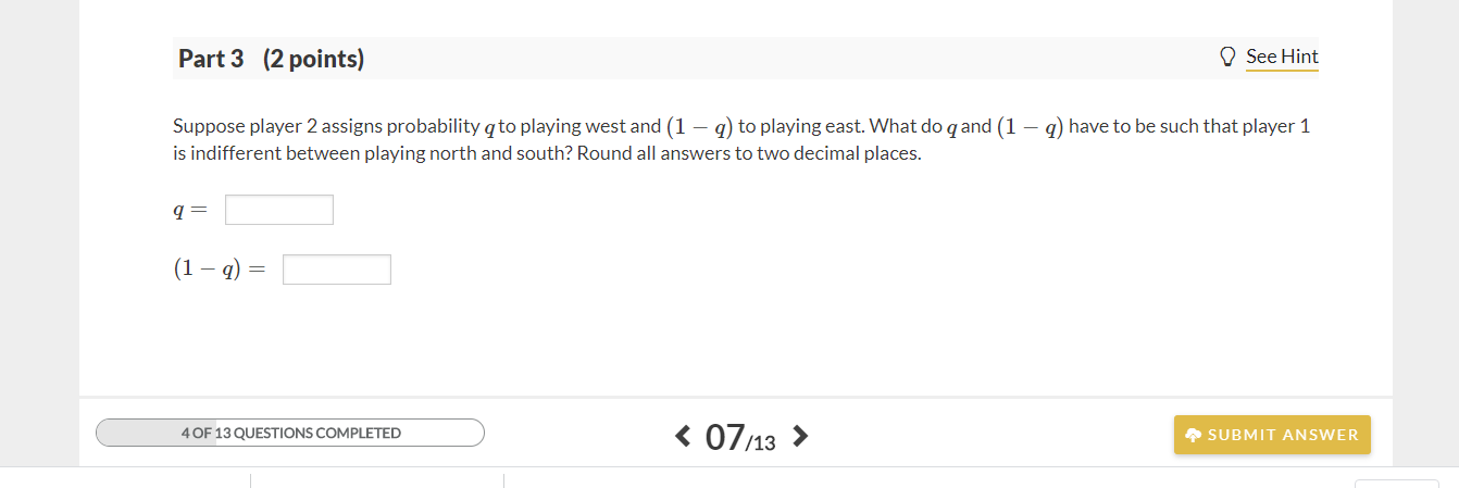 Solved 07 Question (5 points) @ See page 559 Player 1 and | Chegg.com