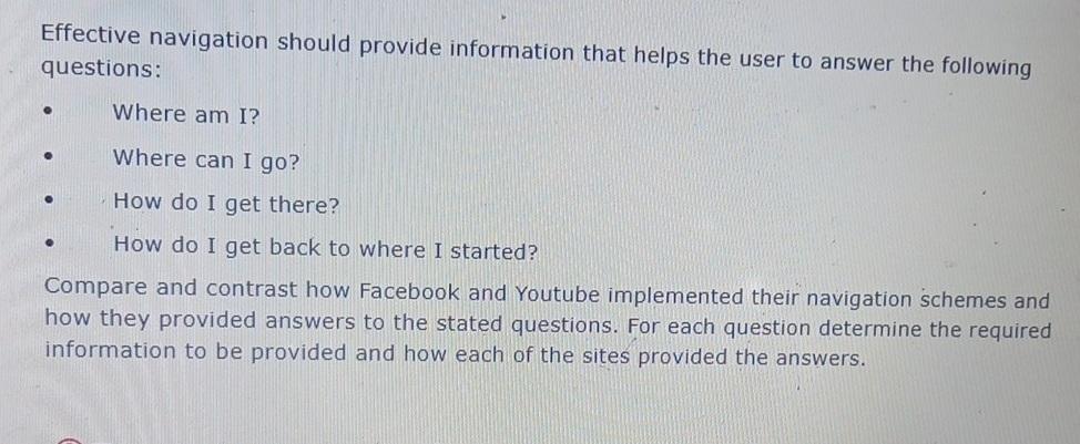 Effective navigation should provide information that | Chegg.com