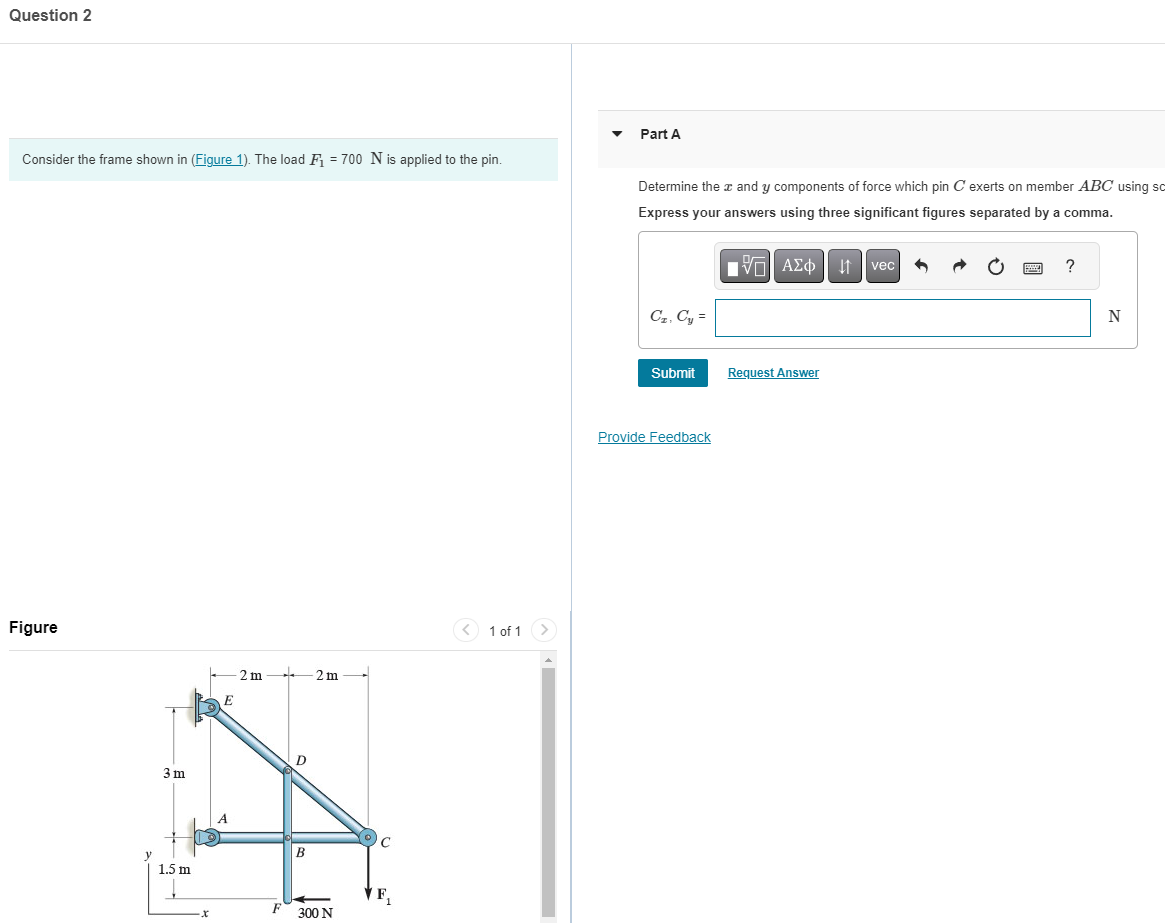 Solved Consider the frame shown in (Figure 1). The load | Chegg.com