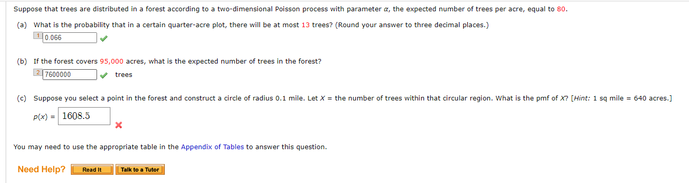 Solved Suppose that trees are distributed in a forest | Chegg.com