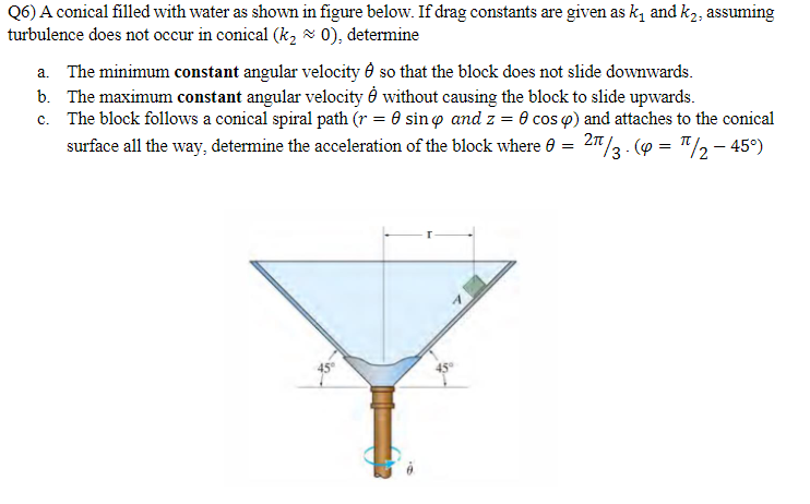 Q6 A Conical Filled With Water As Shown In Figure