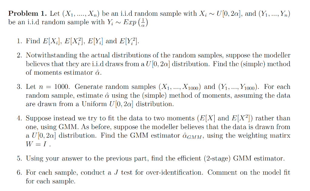 Solved Problem 1. Let (X1, ...., Xn) be an i.i.d random | Chegg.com