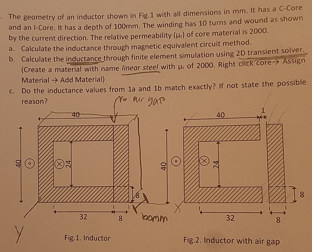 Solved e geometry of an inductor shown in Fig.1 with all | Chegg.com