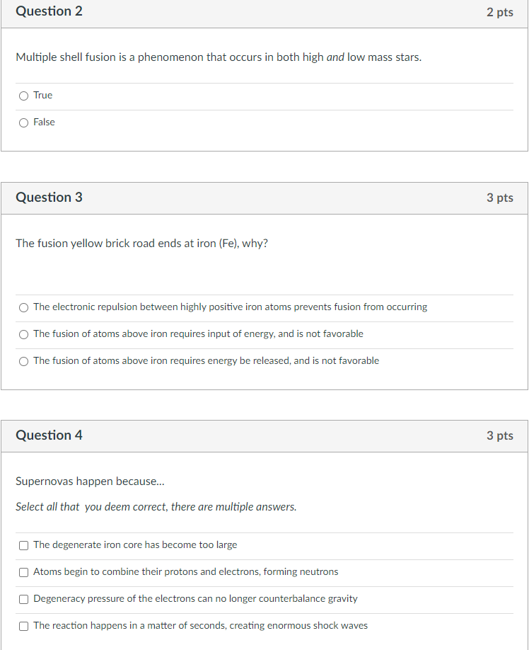 Solved Question 2 2 pts Multiple shell fusion is a | Chegg.com