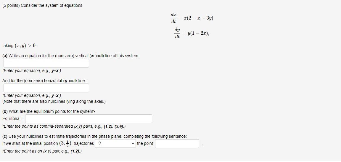 Solved (5 points) Consider the system of equations | Chegg.com