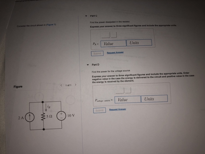 Solved Part A Consider the circuit shown in (Figure 1). Find | Chegg.com
