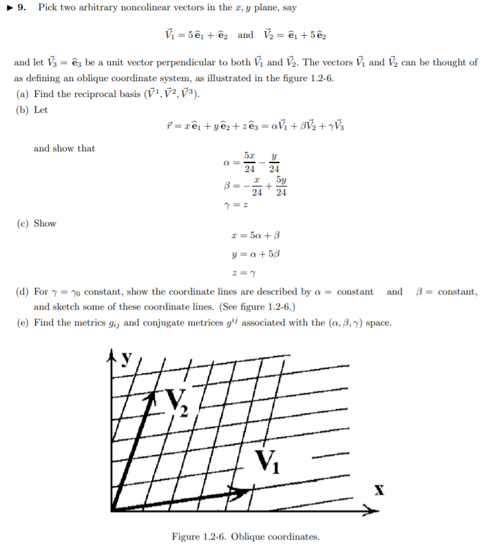 Solved 9. Pick two arbitrary noncolinear vectors in the 2, y | Chegg.com