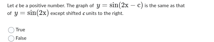 Solved Let C Be A Positive Number The Graph Of Y Sin 2x−c