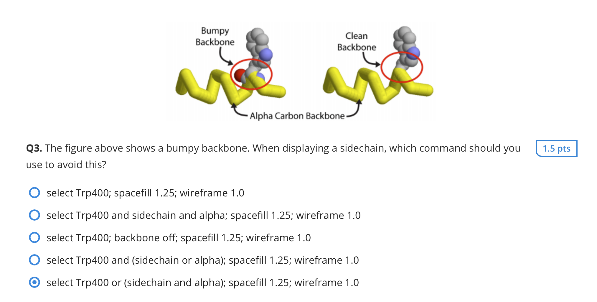 Solved Bumpy Backbone Clean Backbone Alpha Carbon Backbone | Chegg.com