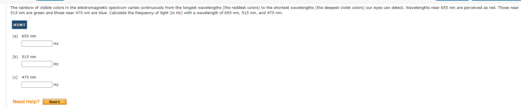 Solved 515 nm are green and those near 475 nm are blue. | Chegg.com