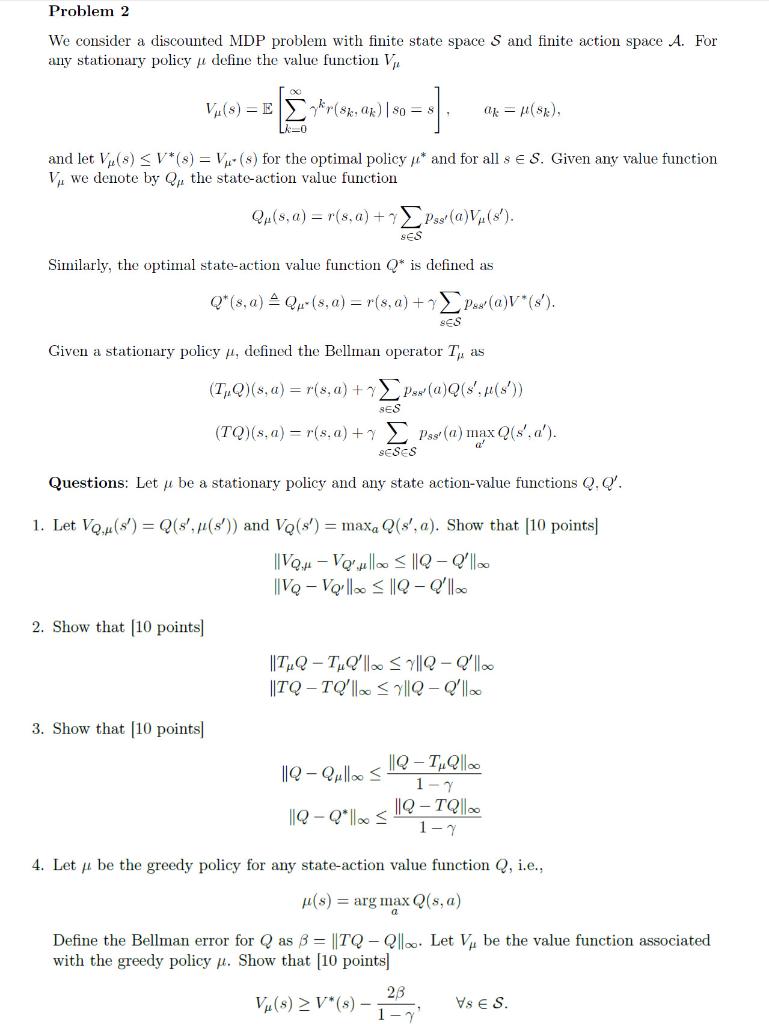 Problem 2 We consider a discounted MDP problem with | Chegg.com