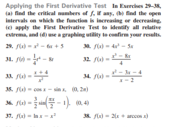 Solved 31. F(0) = F 81 Applying the First Derivative Test In | Chegg.com