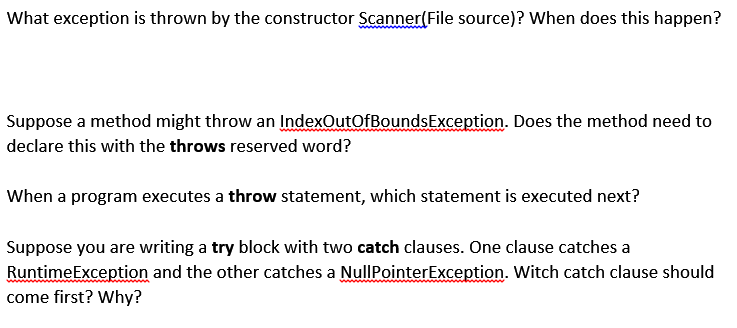 Solved What exception is thrown by the constructor | Chegg.com