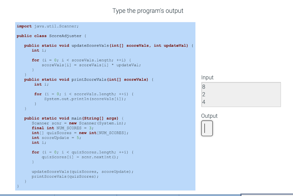 Solved Type the program's output import java.util.Scanner; | Chegg.com