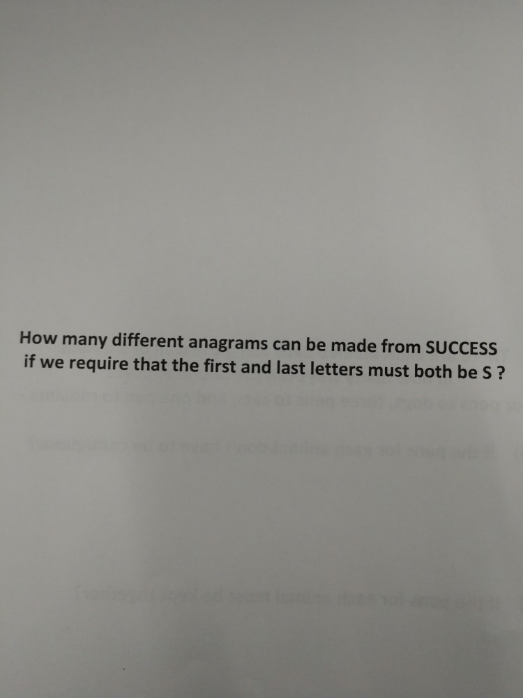 Solved How many different anagrams can be made from SUCCESS | Chegg.com