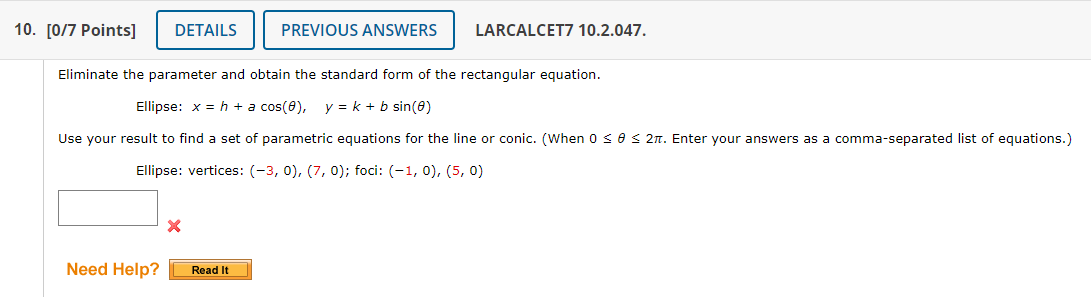 Solved Eliminate the parameter and obtain the standard form | Chegg.com