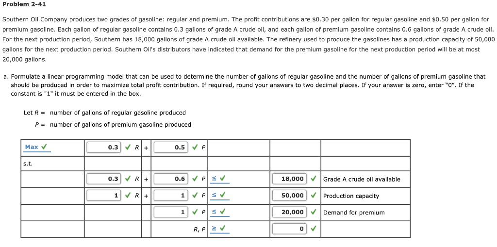 Solved Problem 2-41 Southern Oil Company produces two grades | Chegg.com