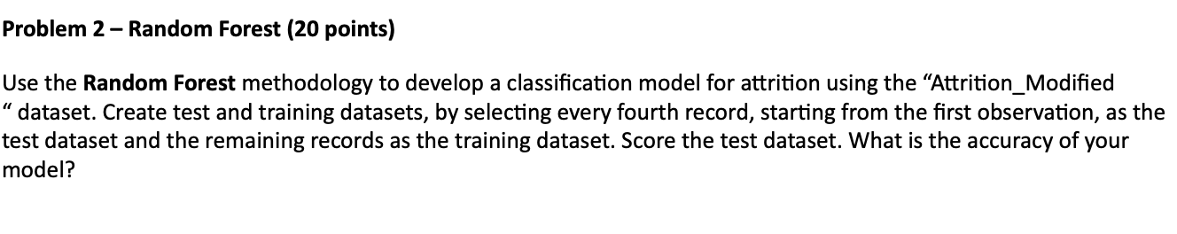 Problem 2 - Random Forest (20 points) Use the Random | Chegg.com