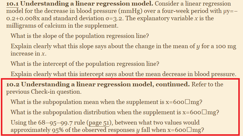 Solved 10.1 Understanding a linear regression model. | Chegg.com