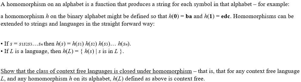 Solved A homomorphism on an alphabet is a function that | Chegg.com