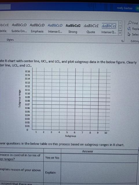 Solved Q1 – X and R chart A quality engineer collected | Chegg.com