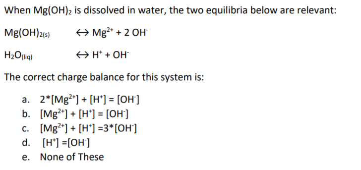 Solved When Mg(OH)2 is dissolved in water, the two | Chegg.com