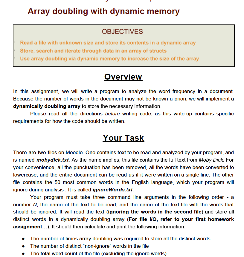 Solved Array doubling with dynamic memory OBJECTIVES Read a | Chegg.com