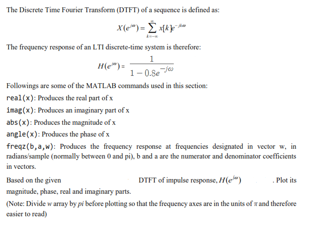 Solved The Discrete Time Fourier Transform (DTFT) of a | Chegg.com