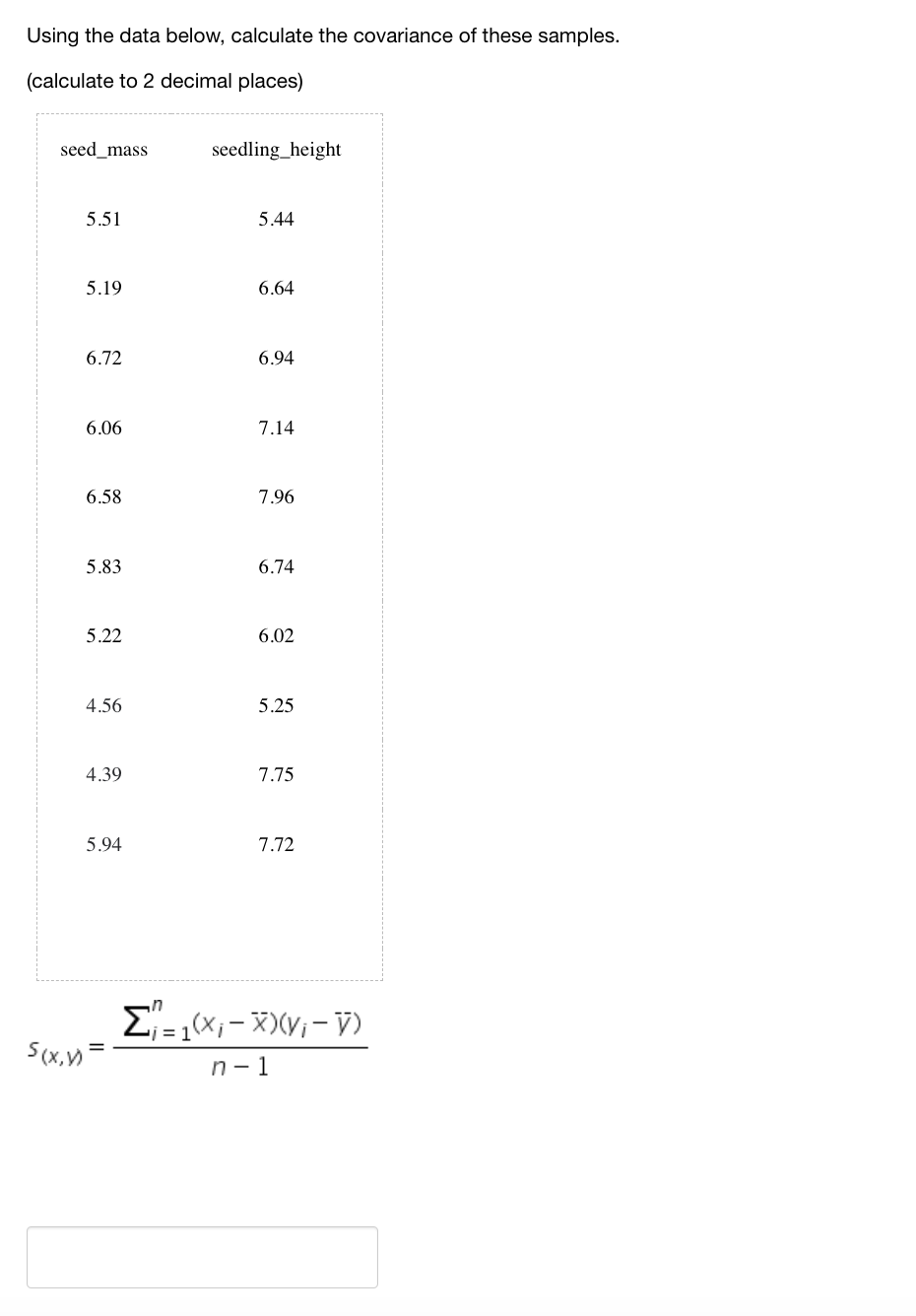 Solved Using the data below, calculate the covariance of | Chegg.com