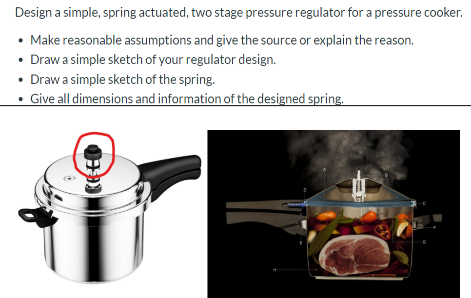 Solved Design a simple, spring actuated, two stage pressure | Chegg.com