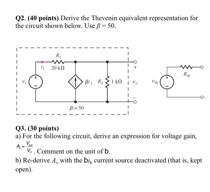 Solved Q2. (40 points) Derive the Thevenin equivalent | Chegg.com