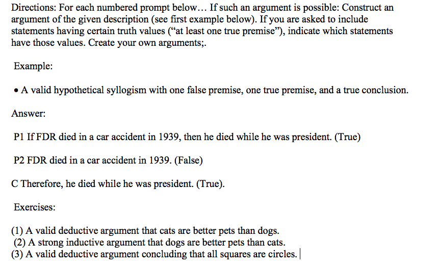 Solved Directions: For each numbered prompt below... If such | Chegg.com