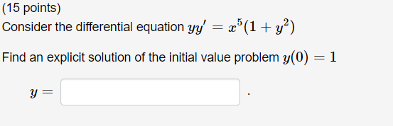 Solved (15 points) Consider the differential equation yy' = | Chegg.com
