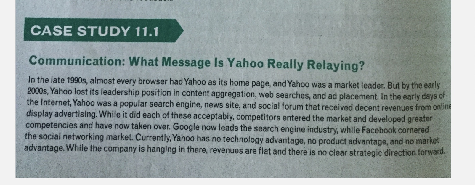 Solved Communication: What Message Is Yahoo Really Relaying? | Chegg.com