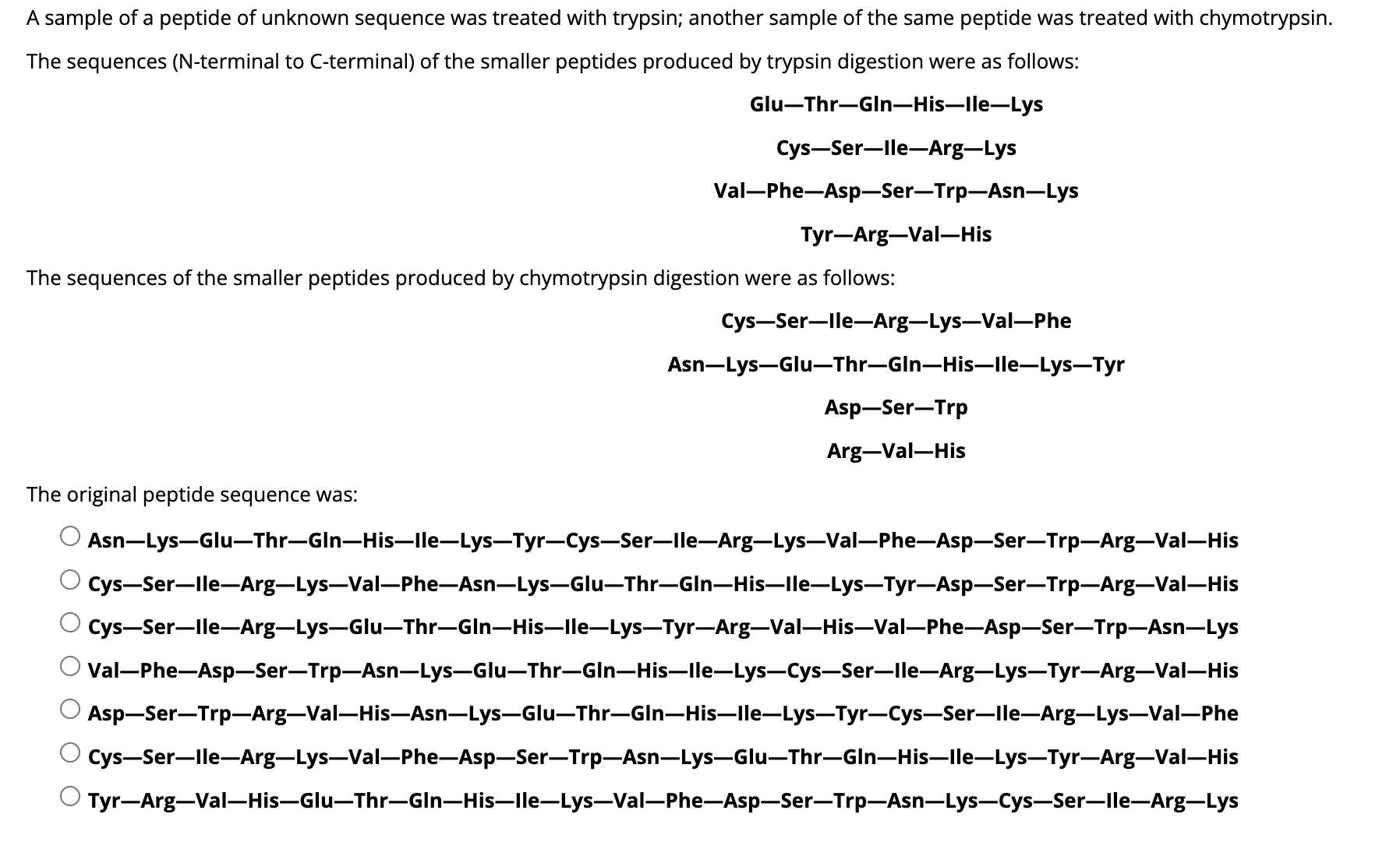 Solved A sample of a peptide of unknown sequence was treated | Chegg.com