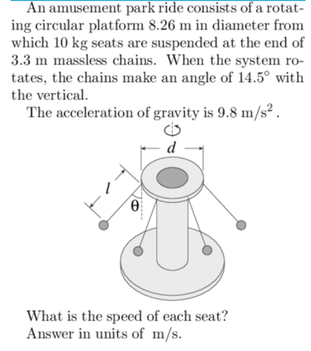 Solved An amusement park ride consists of a rotating | Chegg.com