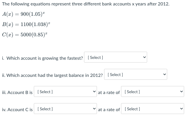 Solved The following equations represent three different | Chegg.com