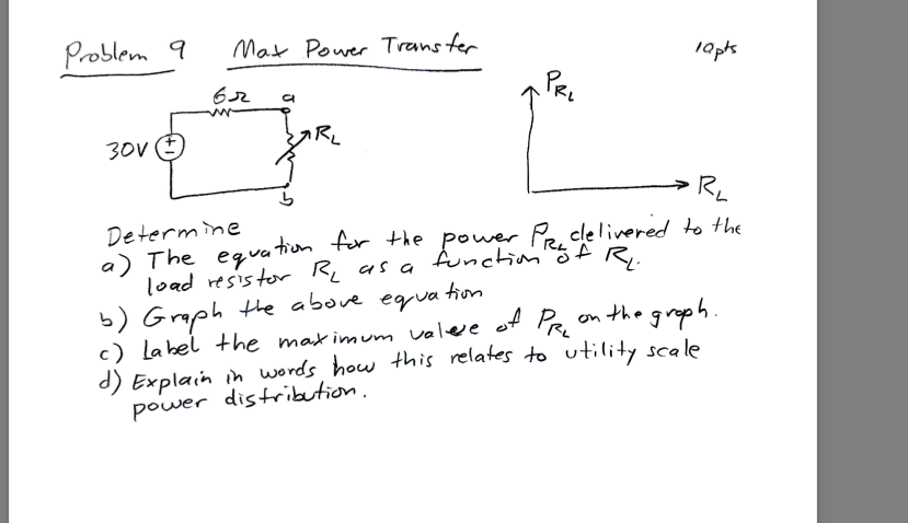 Solved Problem 9 Max Power Transter Determine a) The | Chegg.com