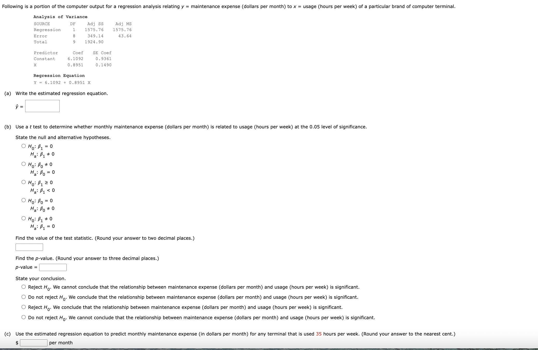 Solved Analysis of VarianceSOURCE DF Adj SS Adj MS | Chegg.com